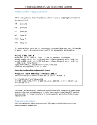Hping Kullanarak TCP/IP Paketleriyle Oynama | PDF