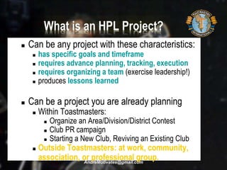 Toastmasters International High Performance Leadership Overview | PPTX ...