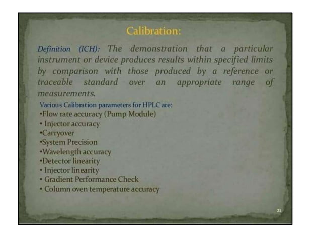 Hplc Calibration Pptx Chemistry Science