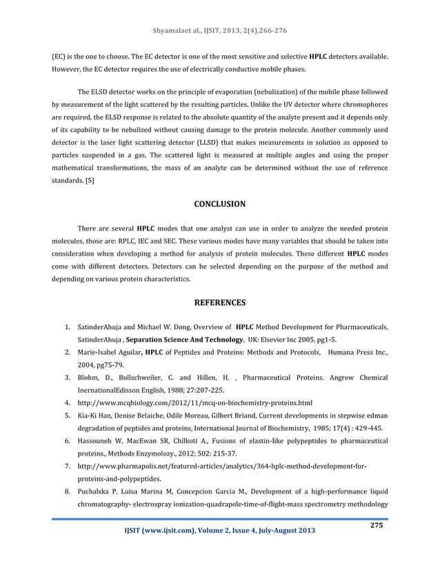 Hplc method development for proteins and polypeptides ijsit 2.4.2 | PDF