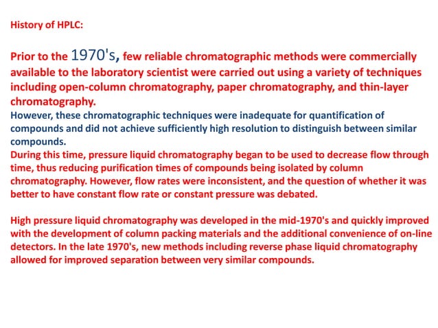 HPLC[ HIGH PERPROMANCE LIQUID CHROMATOGRAPHY OR HIGH PRESSURE LIQUID ...