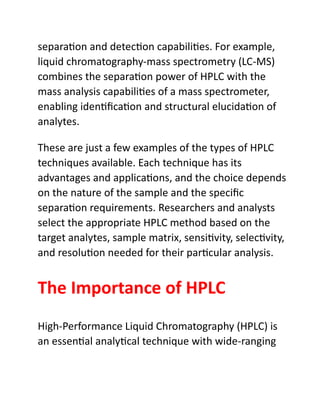 HPLC BMLT/ DMLT High Performance Liquid Chromatography | DOCX