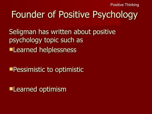 Martin Seligman's Theories | PPT