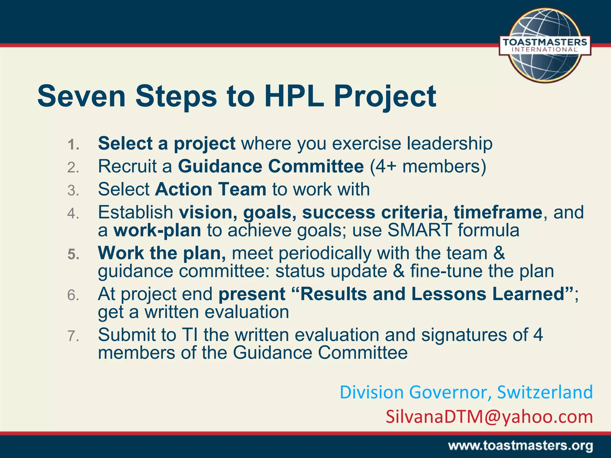 HPLP Seven Steps | PPT