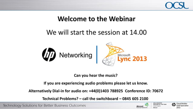 OCSL - HP Networking and the Launch of Lync 2013 March 2013 | PPT