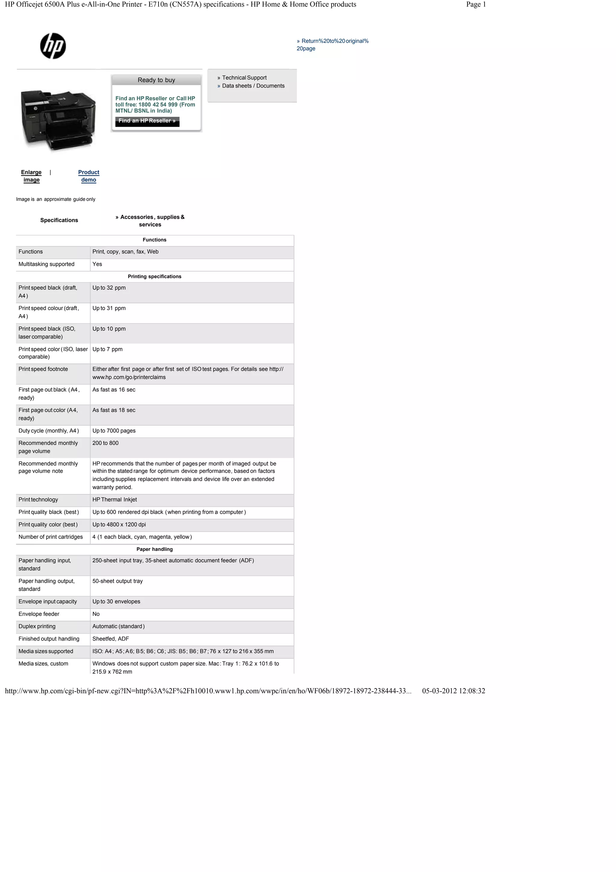 Hp officejet 6500 a plus e all-in-one printer - e710n (cn557a) | PDF