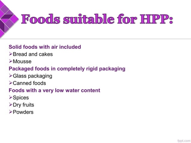 High pressure processing of food | PPT | Chemistry | Science