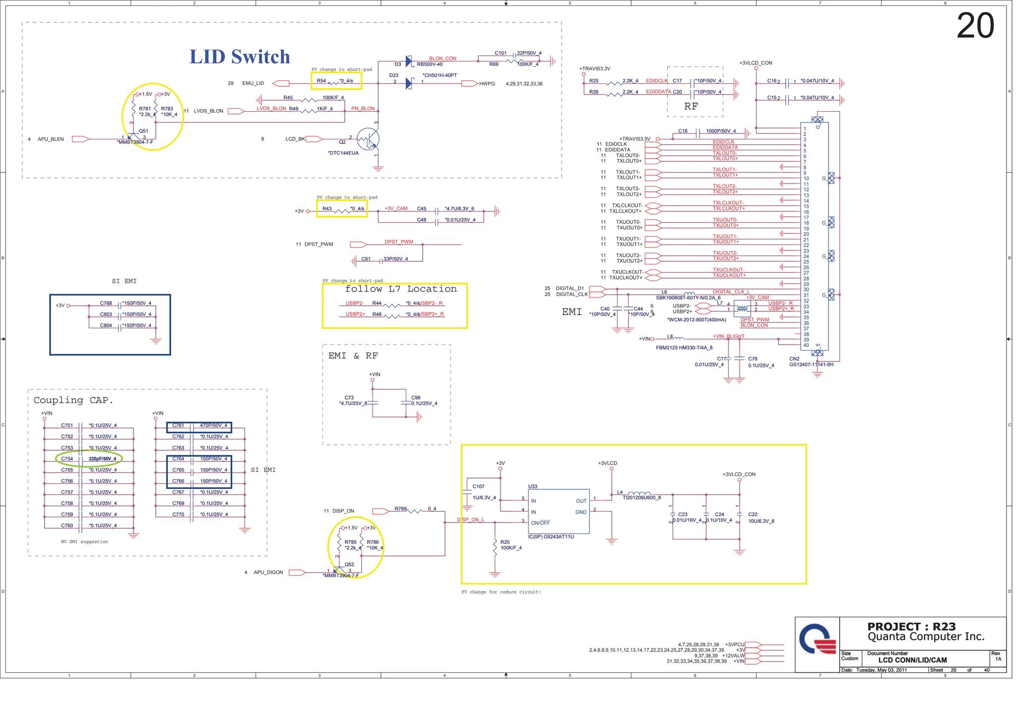 HP Pavilion G4-G6-G7 Quanta R23 AMD Sabin UMA-Muxless Schematic Diagram ...