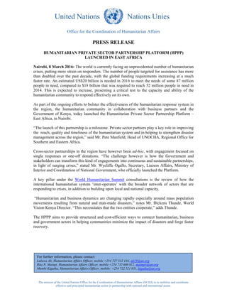 Humanitarian Private Sector Partnership Platform launched in East ...