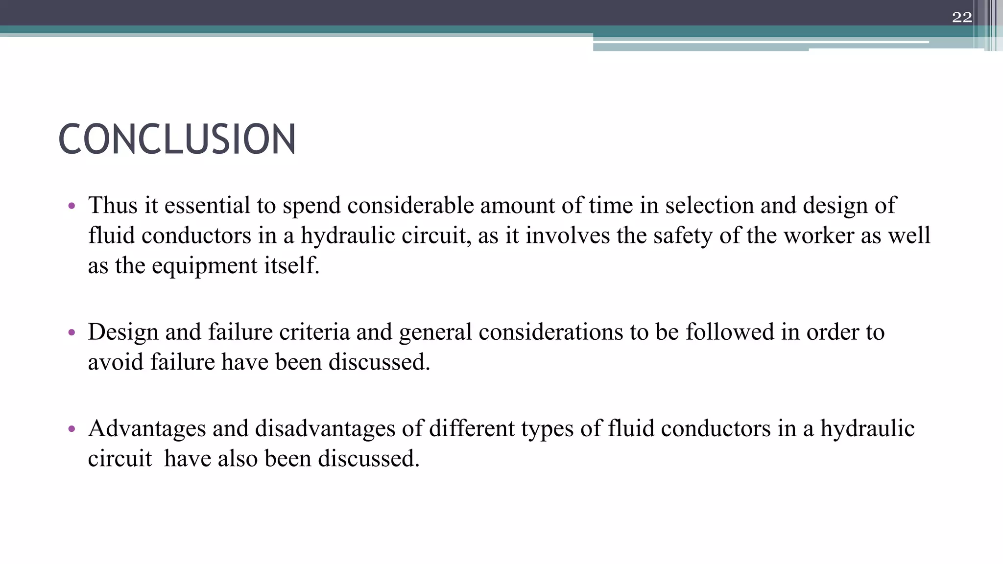 Fluid conductors: Design and selection criteria | PPTX