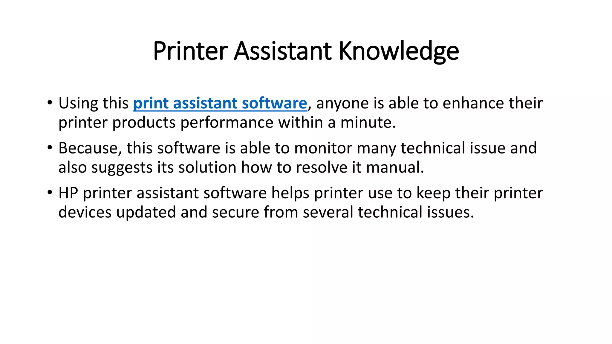 How to install Hp Printer Assistant for the window? | PPT