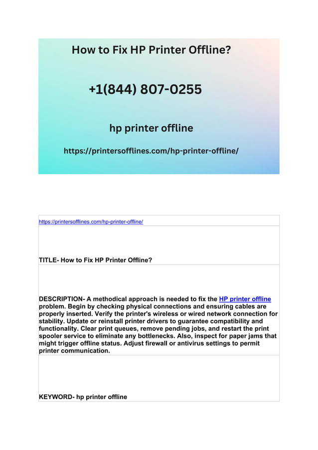 How to Fix HP Printer Offline? | PDF