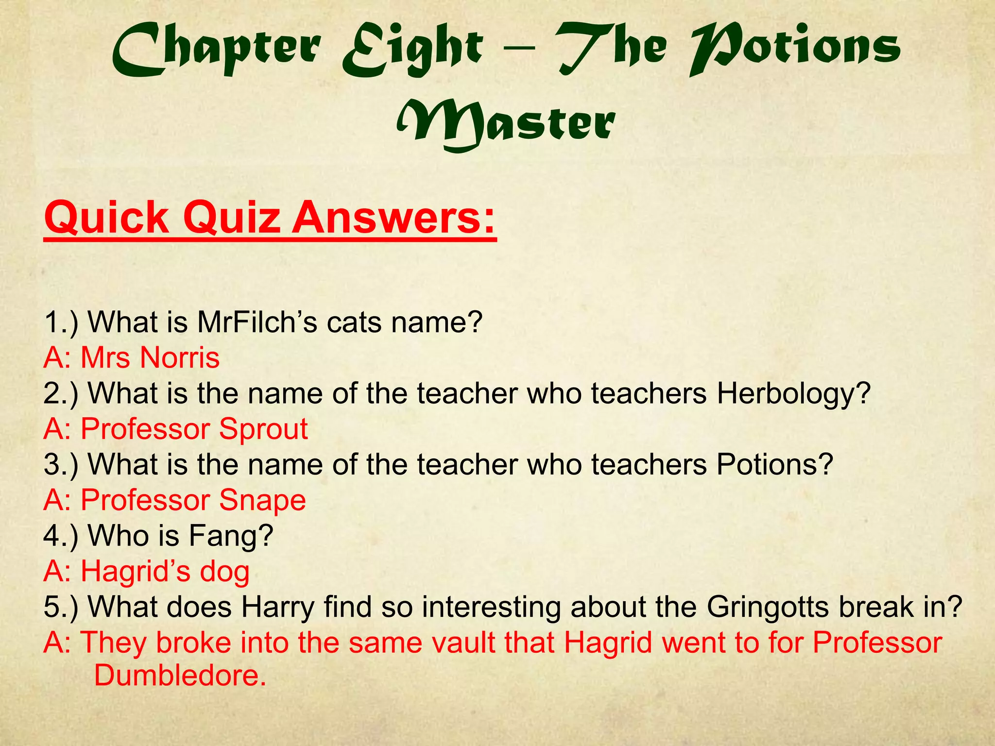 Harry Potter Book 1 Quick Quizzes and Do Now Tasks | PPTX