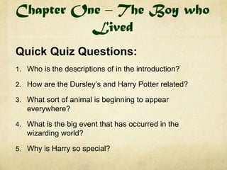 Harry Potter Book 1 Quick Quizzes and Do Now Tasks | PPTX