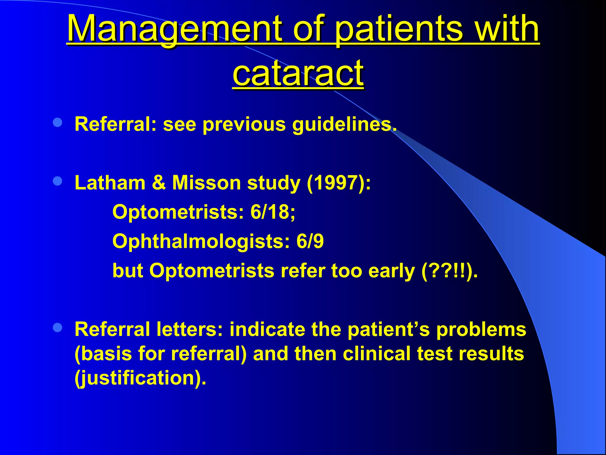 Assessment & management of patients with cataract | PPT
