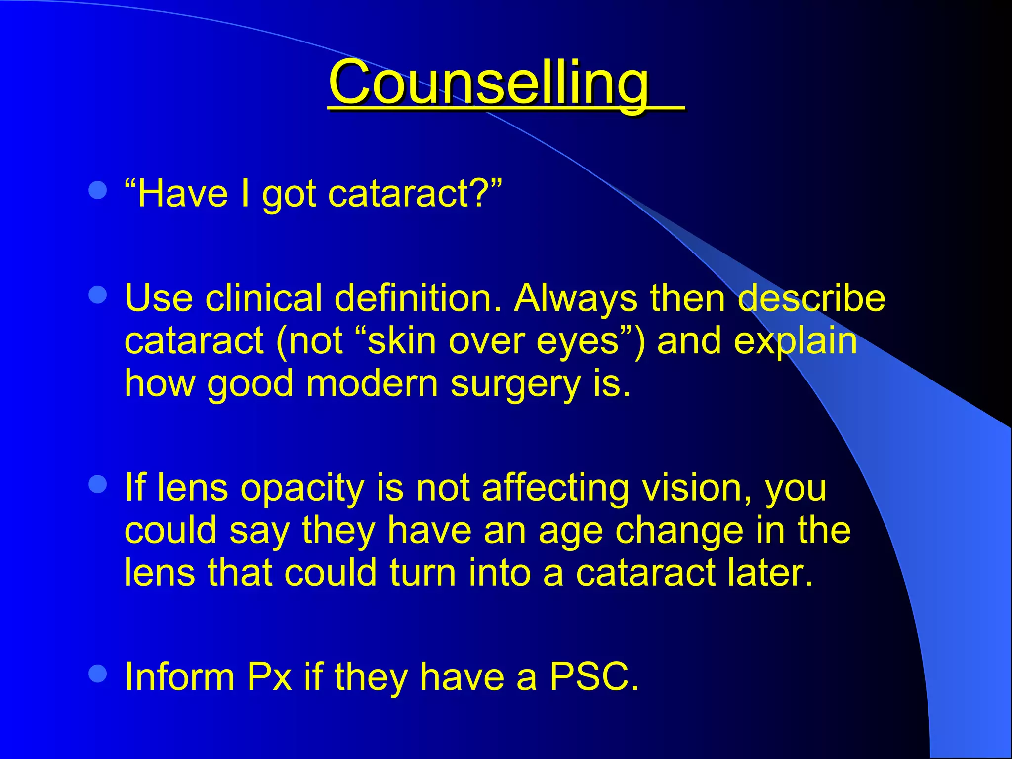 Assessment & management of patients with cataract | PPT