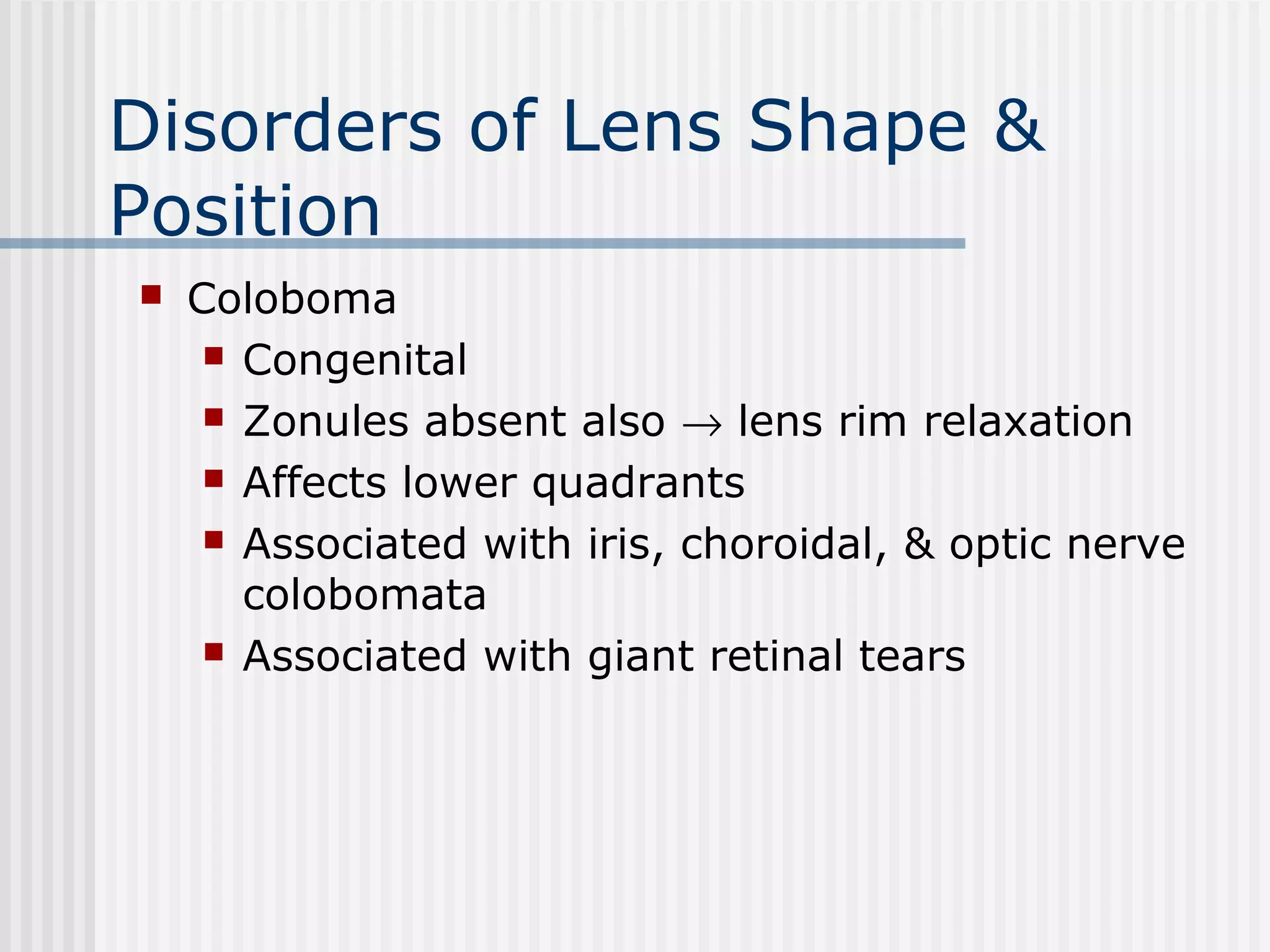 DISORDERS OF THE CRYSTALLINE LENS | PPT