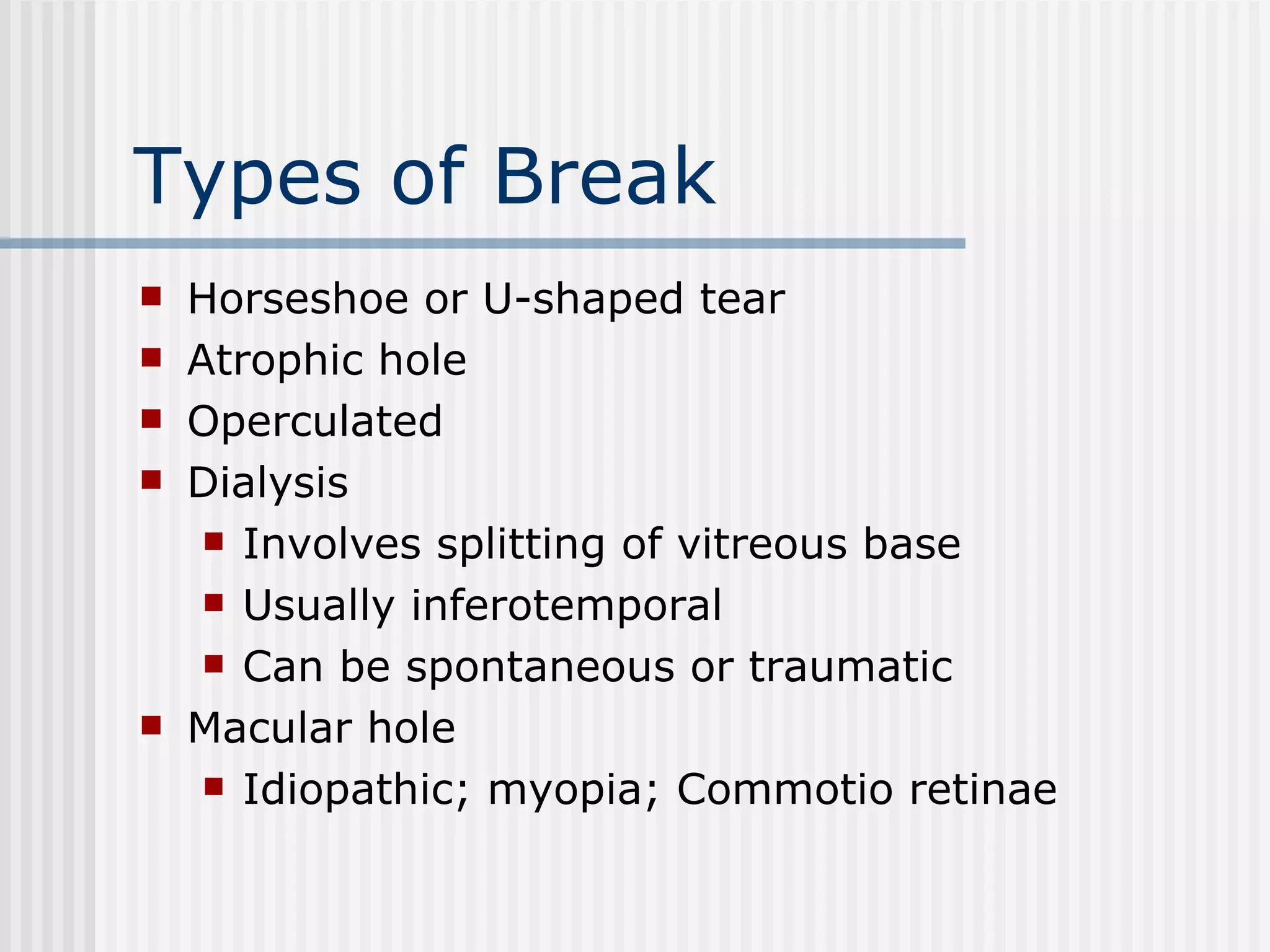 DISORDERS OF THE VITREOUS AND RETINAL DETACHMENT | PPT