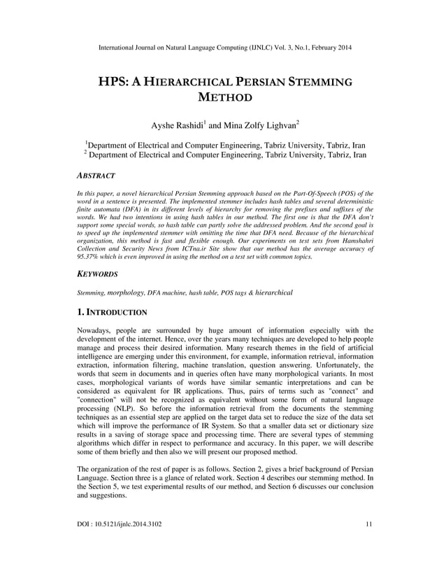 Hps a hierarchical persian stemming method | PDF