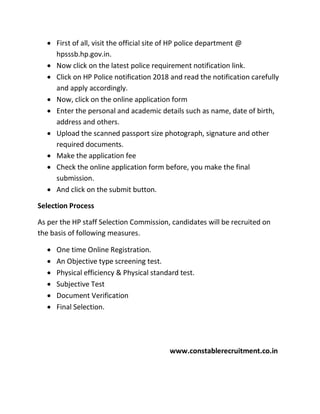 Hp Police si recruitment pdf | PDF