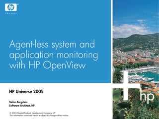 Agent-less system and application monitoring with HP OpenView | PDF