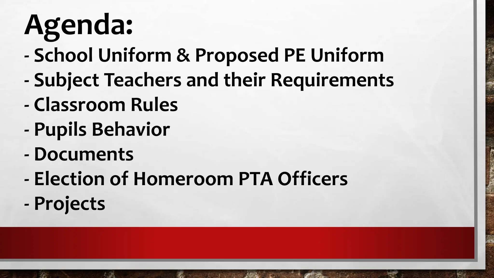 Home room pta meeting during the first quarter | PPTX