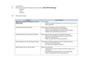 HPTA MINUTES OF THE MEETING QUALITY ASSURANCE MANAGEMENT | DOCX