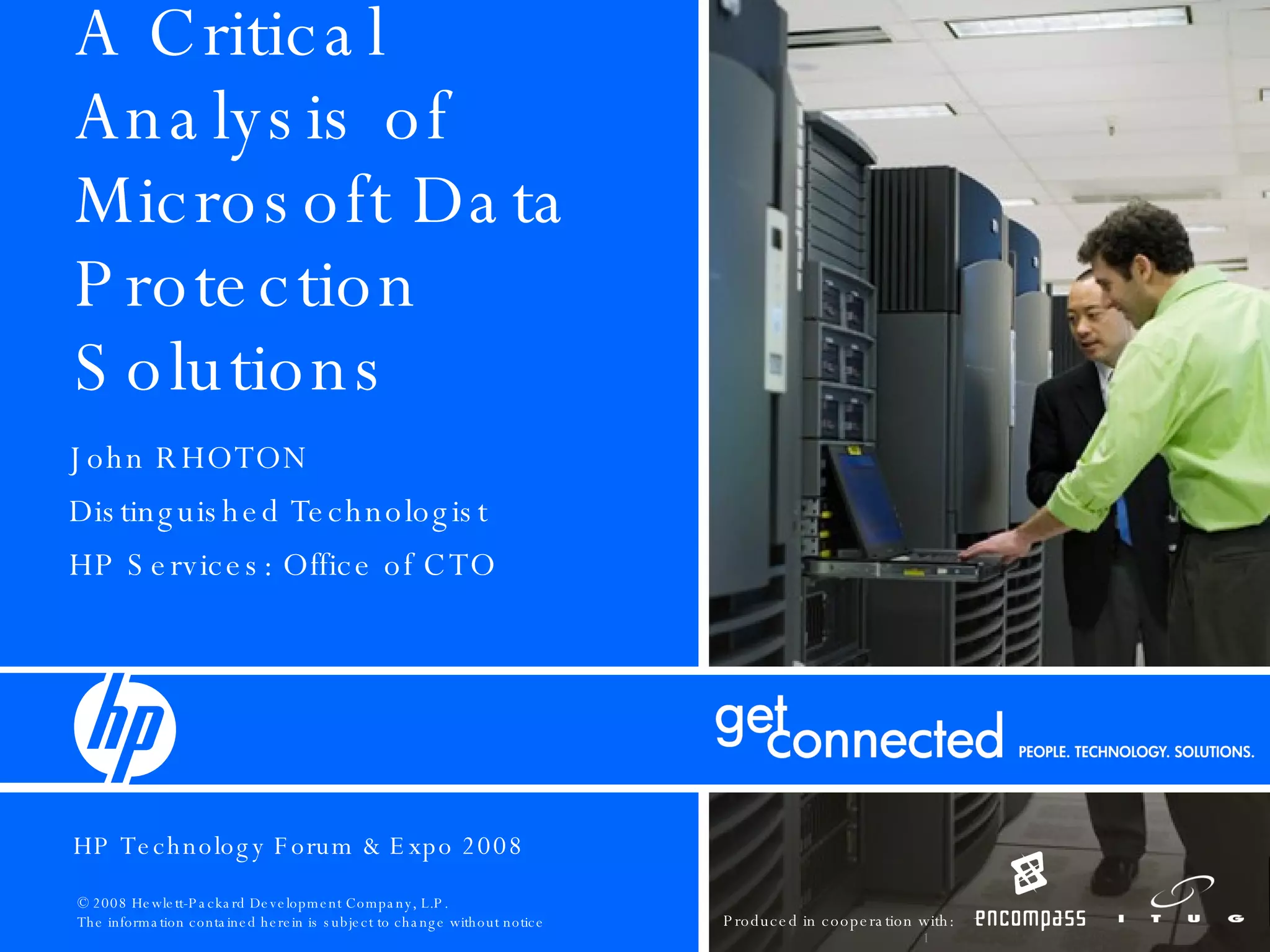 A Critical Analysis of Microsoft Data Protection Solutions | PPT