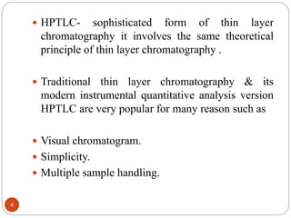 High Performance Thin Layer Chromatography(HPTLC) | PPTX