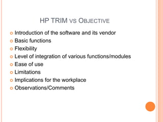 Hp trim vs objective | PPTX