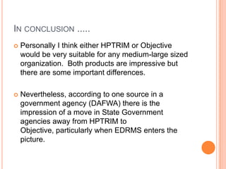 Hp trim vs objective | PPTX