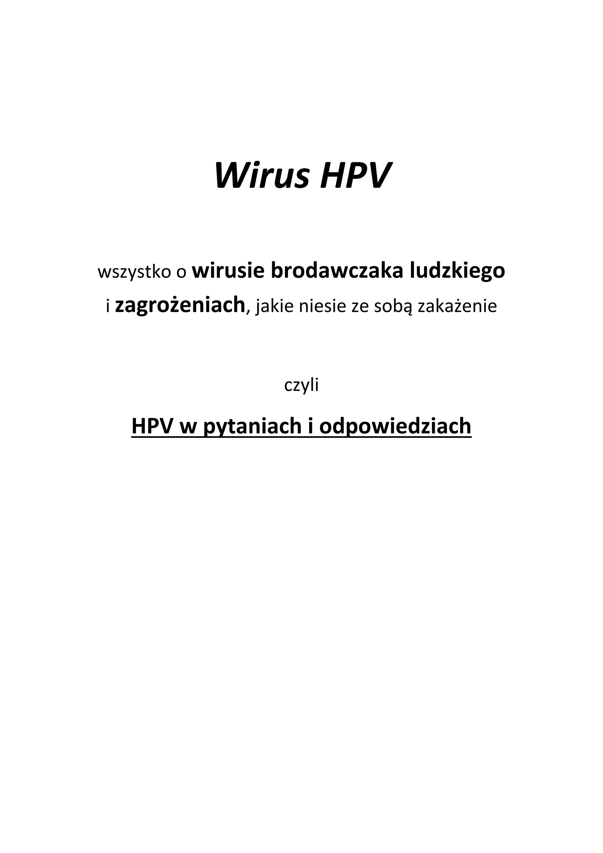 Hpv wszystko co powinieneś o nim wiedzieć | PDF