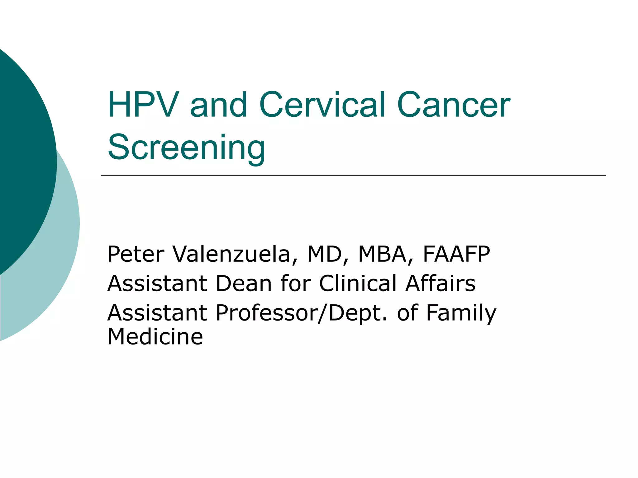 HPV and Cervical Cancer Screening | PPT