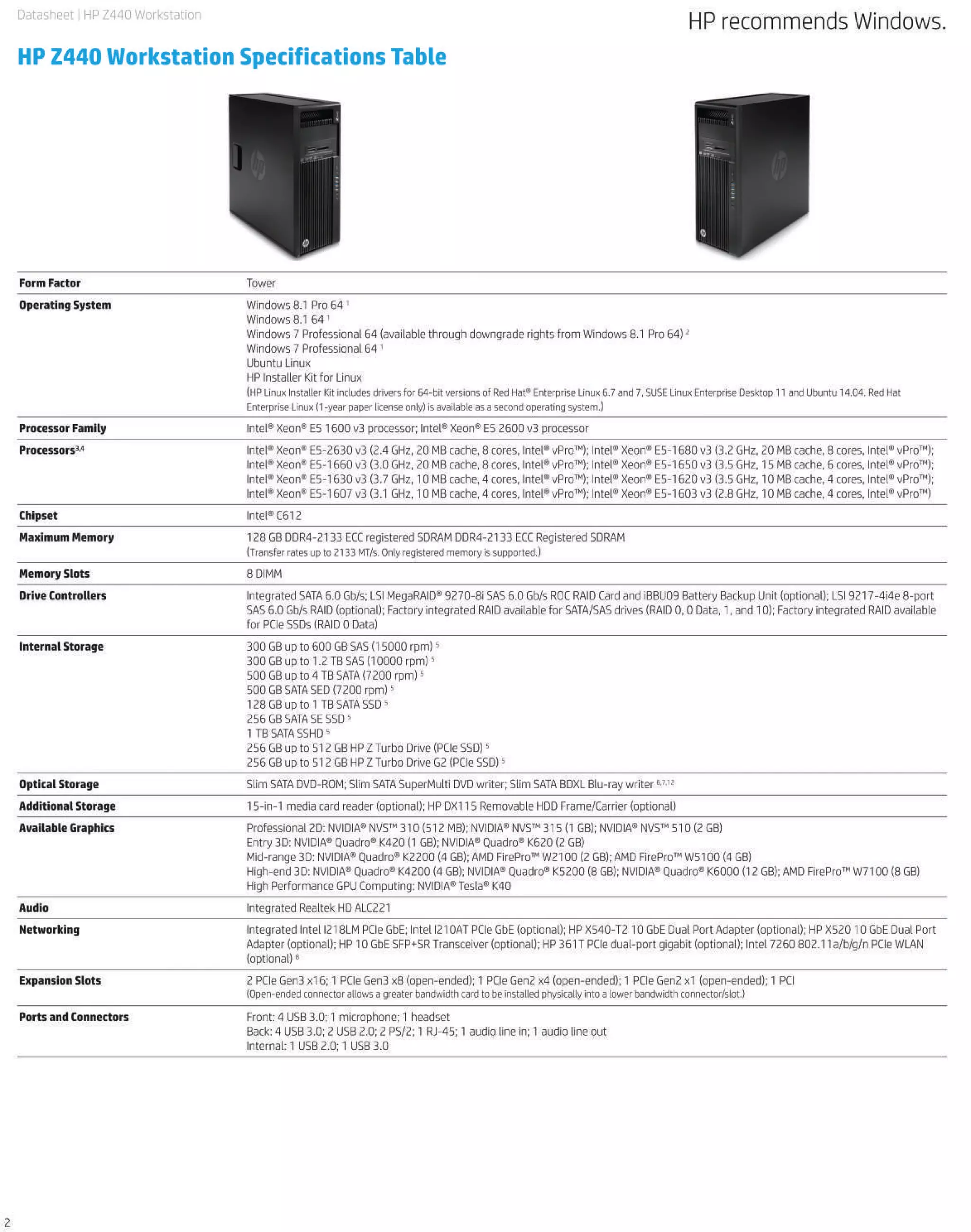 Data Sheet - HP Z440 Workstation | PDF