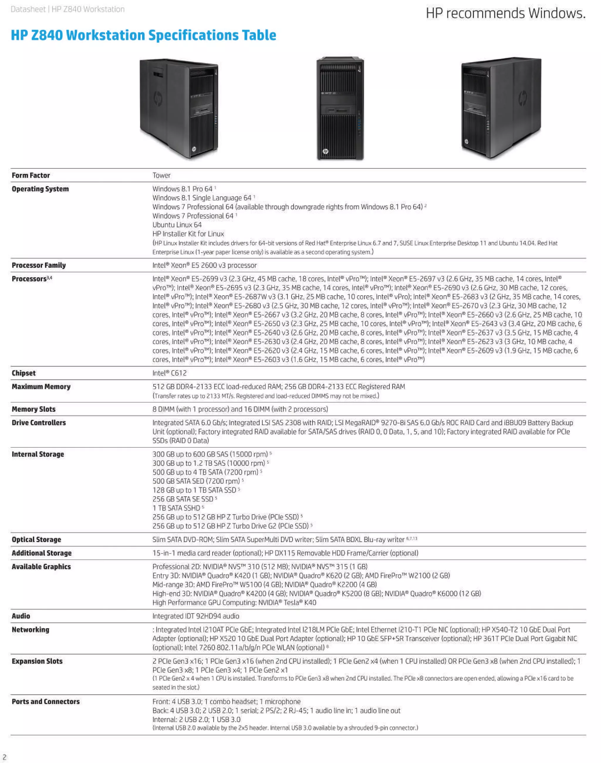 Data Sheet - HP Z840 Workstation | PDF