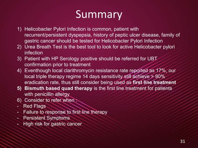 Helicobacter Pylori Infection: Management in 2020 | PPTX | Digestive ...