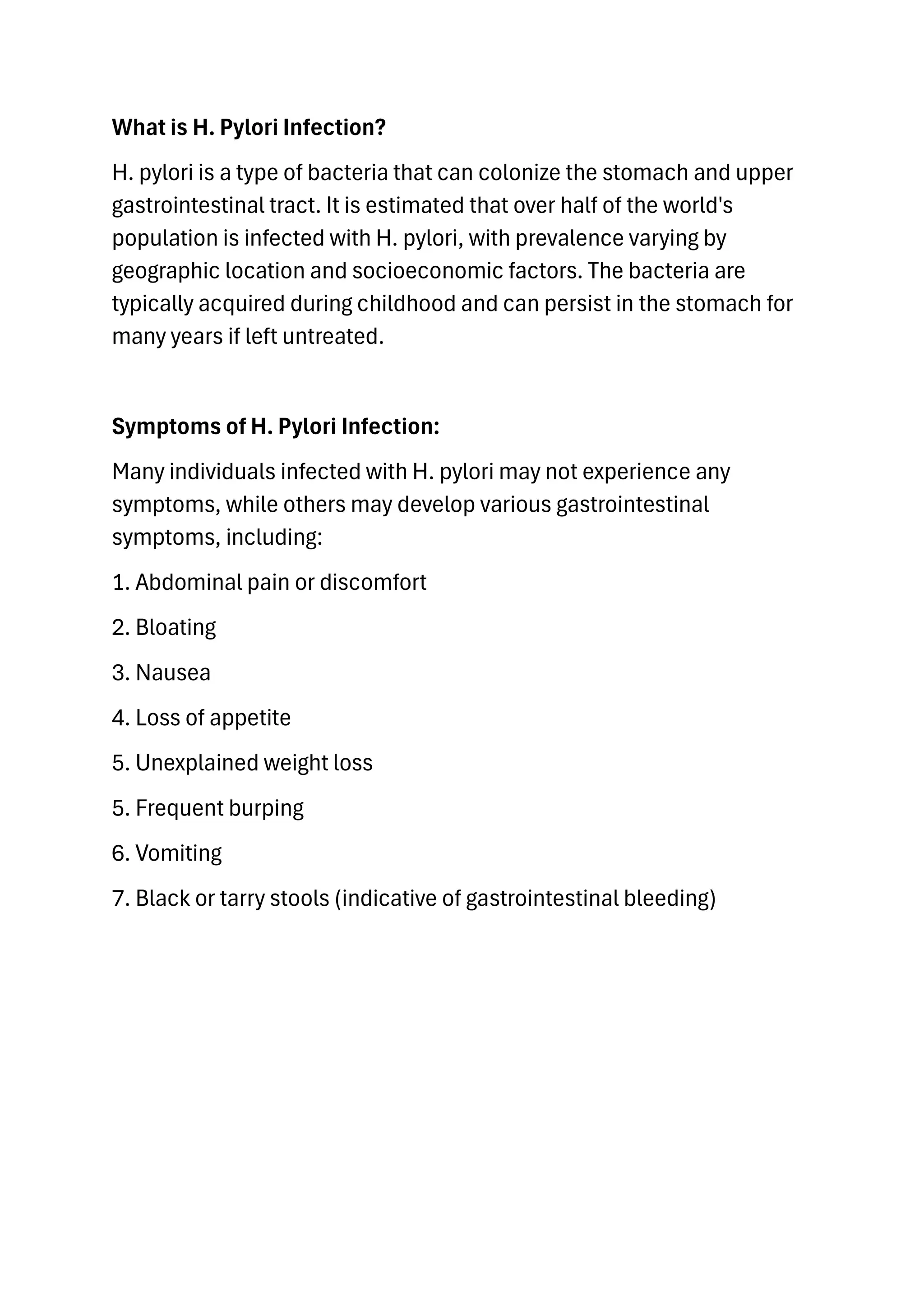 H Pylori Infection Treatment by Vitaleenanomed | PDF