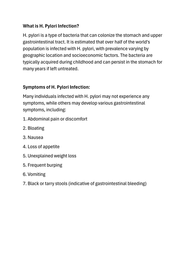 H Pylori Infection Treatment by Vitaleenanomed | PDF