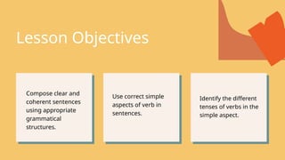 Simple Aspects of Verbs Powerpoint Template | PPTX