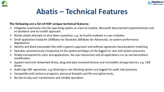 Hqs abatis hdf general overview