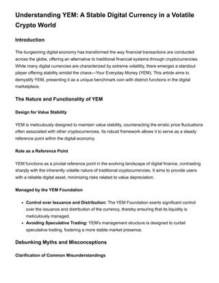 Understanding YEM a stable digital currency in a volatile crypto world ...