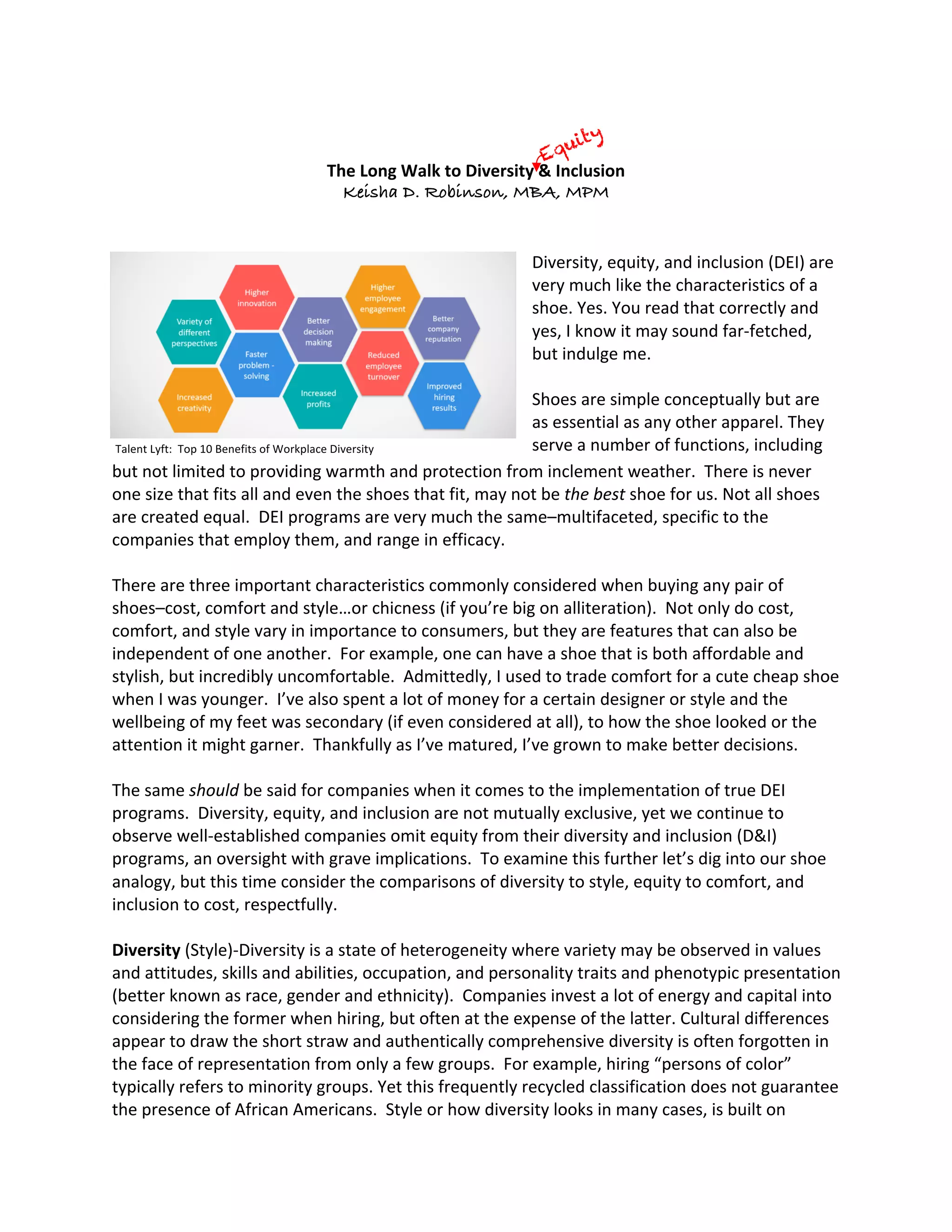 The Long Walk to Diversity Equity & Inclusion | PDF