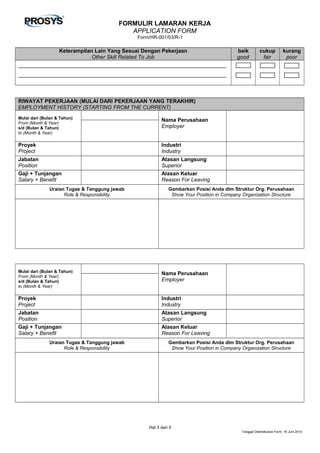 Form Aplikasi Prosys 2014 | DOC