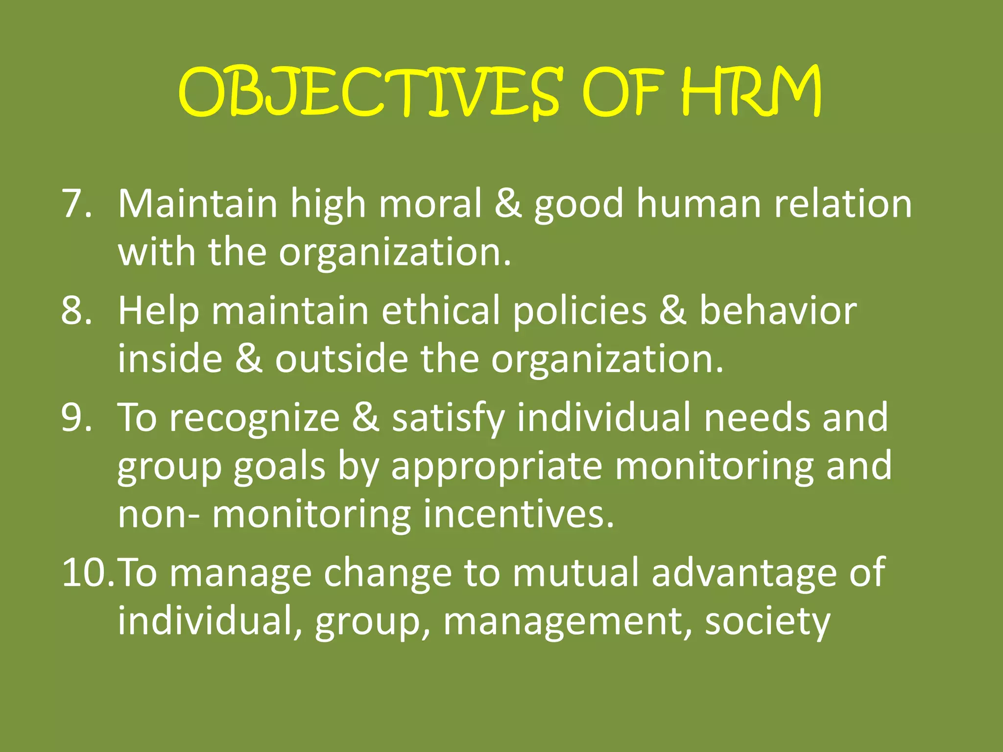 HUMAN RESOURCE MANAGEMENT (OBJECTIVE & FUNCTION) | PPTX