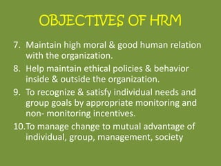 HUMAN RESOURCE MANAGEMENT (OBJECTIVE & FUNCTION) | PPTX
