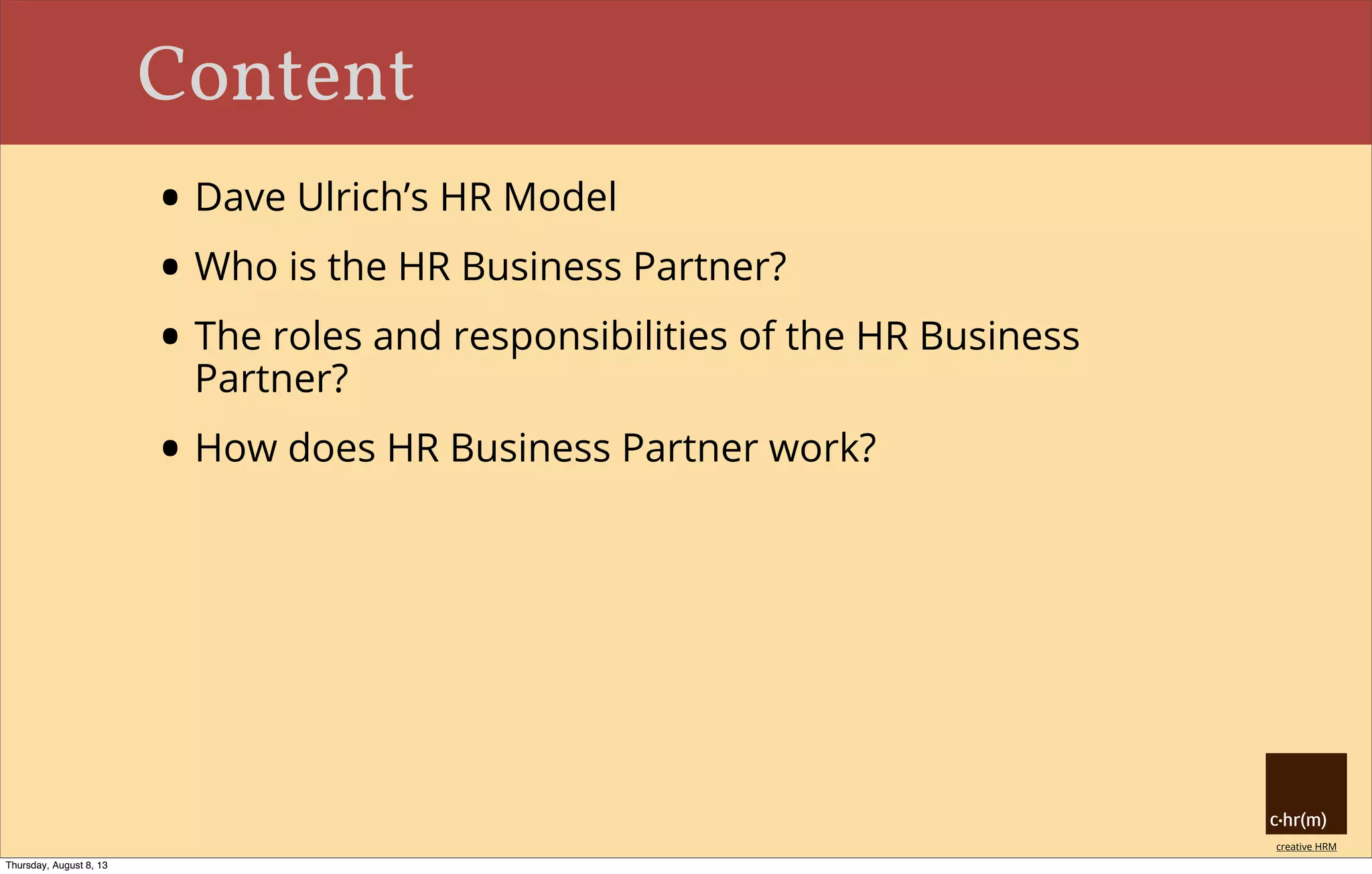 HR Business Partner: Roles and Responsibilities | PDF