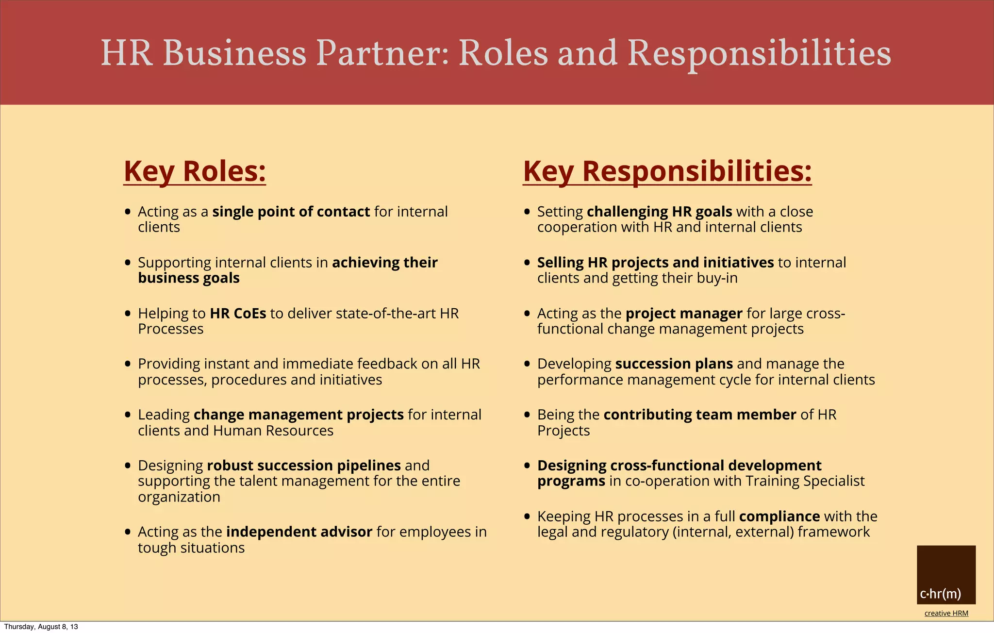 HR Business Partner: Roles and Responsibilities | PDF