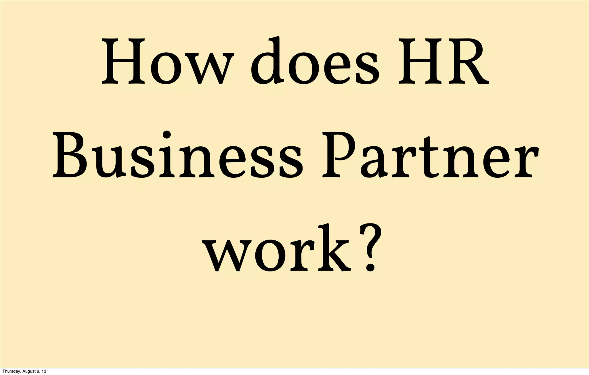HR Business Partner: Roles and Responsibilities | PDF