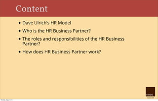 HR Business Partner: Roles and Responsibilities | PDF