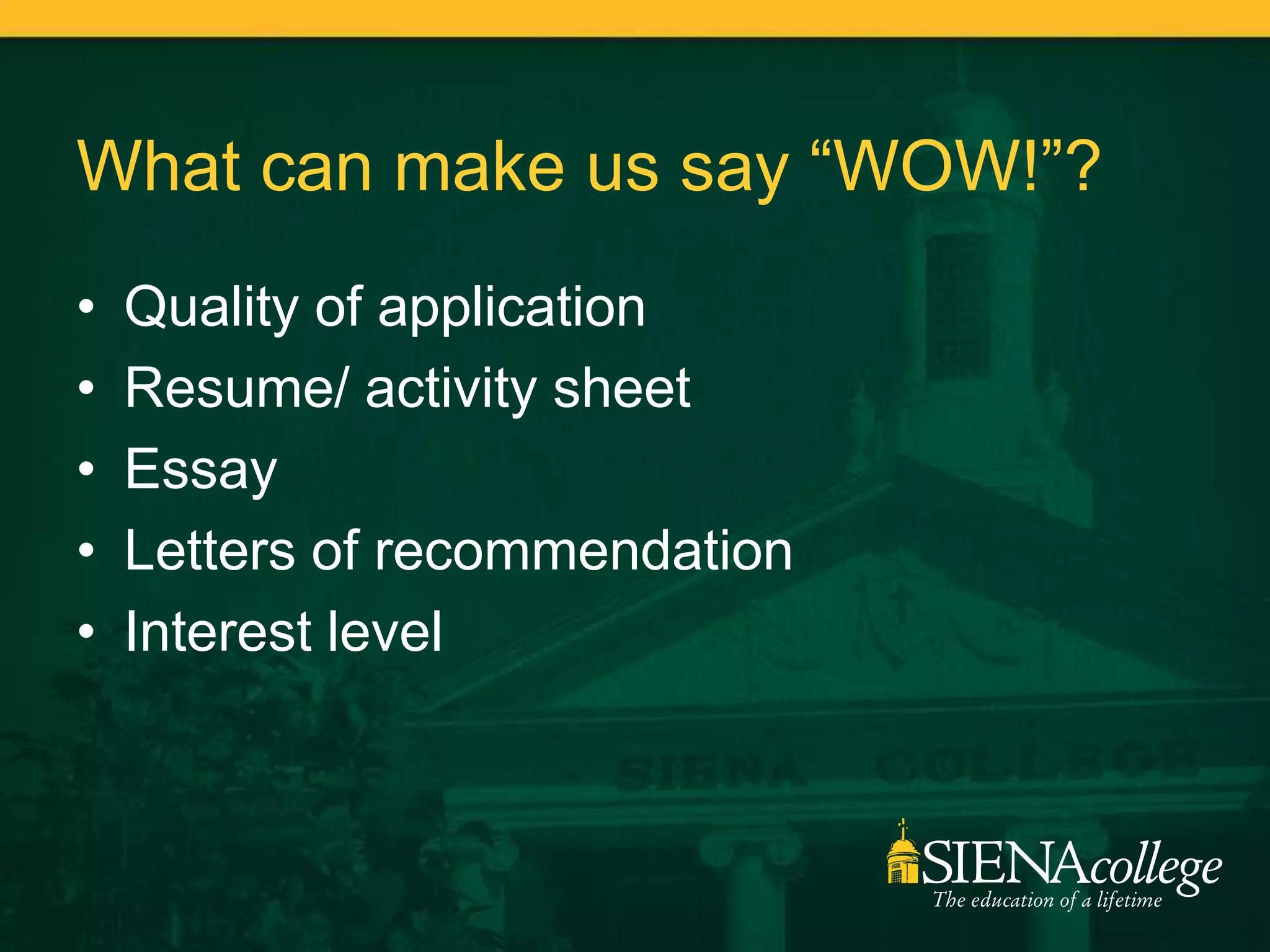Making your Application a WOW! | PPT